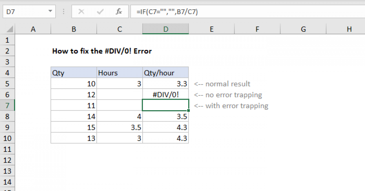 How To Fix The DIV 0 Error Excel Formula Exceljet